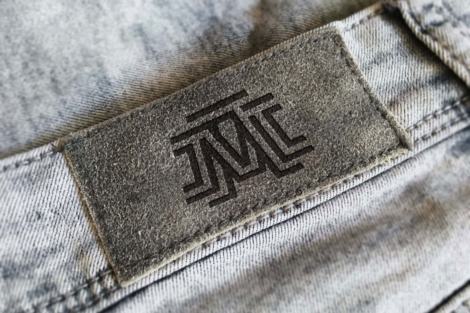 Suede Label Engraved Logo Mockup - Mockup Assets