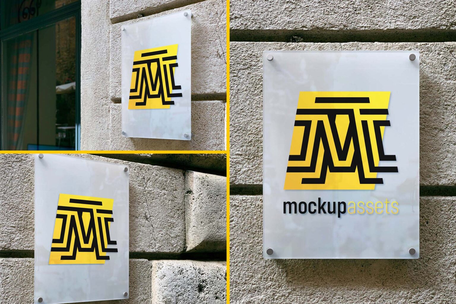 Square Black Sign Logo Mockup - Mockup Assets